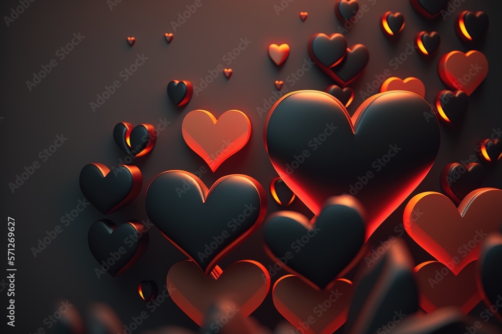 Heart Background, hearts of different shapes and colors for a greeting ...