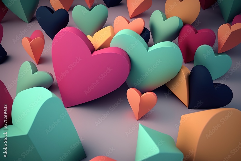 Heart Background, hearts of different shapes and colors for a greeting ...