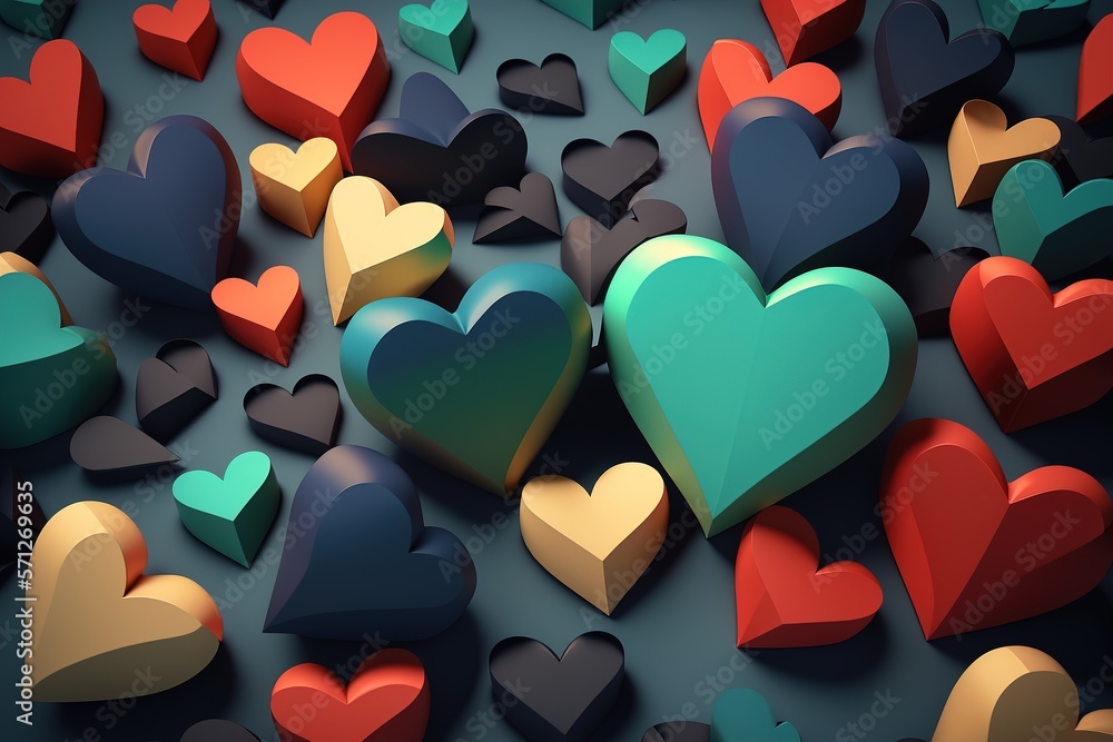 Heart Background, hearts of different shapes and colors for a greeting ...