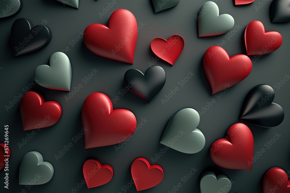 Heart Background, hearts of different shapes and colors for a greeting ...