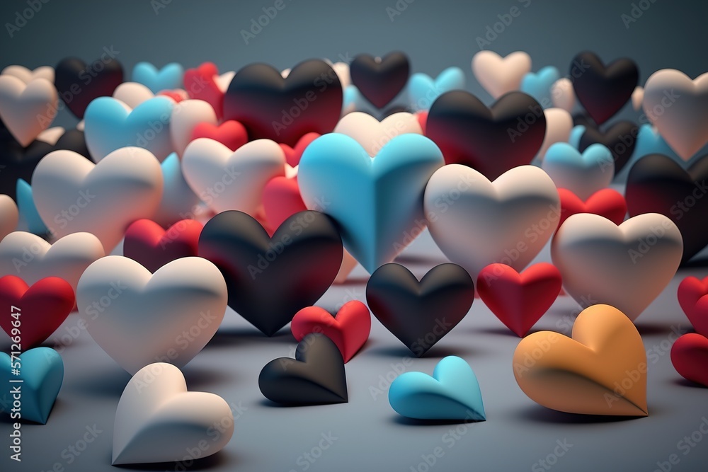 Heart Background, hearts of different shapes and colors for a greeting ...