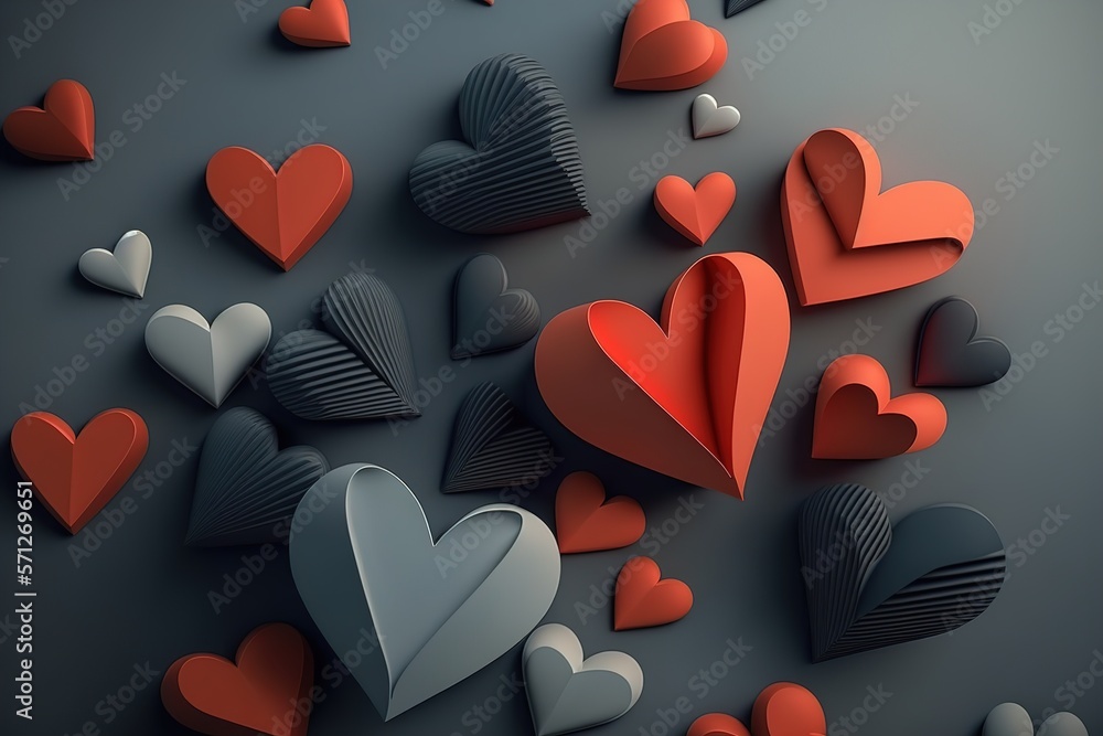 Heart Background, hearts of different shapes and colors for a greeting ...