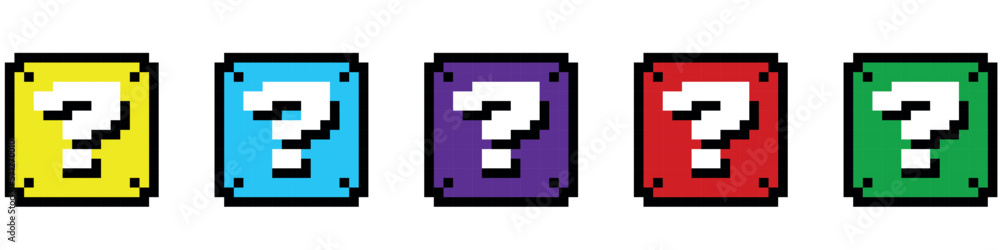 Pixel art 8-bit.Question mark box - isolated vector illustration.Vector ...