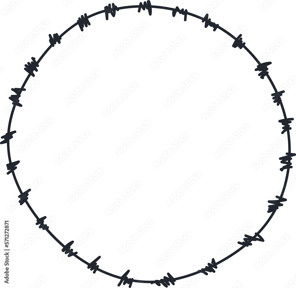 Barbed wire graphic sign. Frame circle from barbed wire. Symbol of not ...