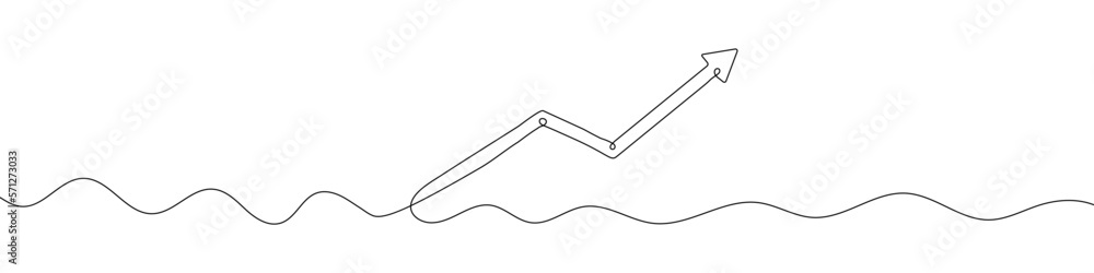 Continuous line drawing of up arrow. Up arrow linear icon. One line ...