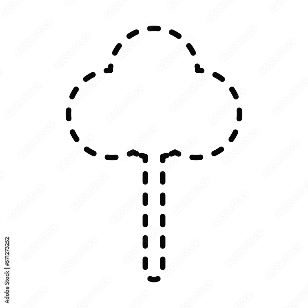 Tracing lines dotted tree outline shape for preschool and kindergarten ...
