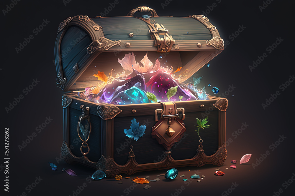 Fantasy treasure chest isolated on white. AI Generative illustration ...