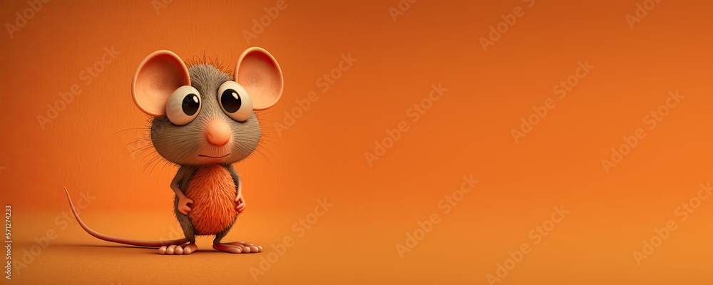 Cute Cartoon Mouse Character on an Orange Background (Created with ...