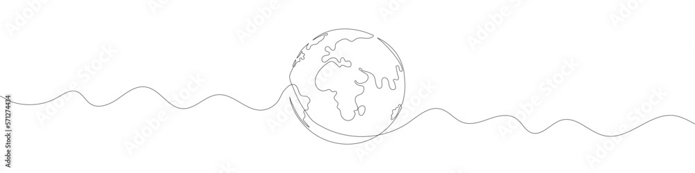 One continuous line drawing of Earth. Vector illustration. Earth globe ...