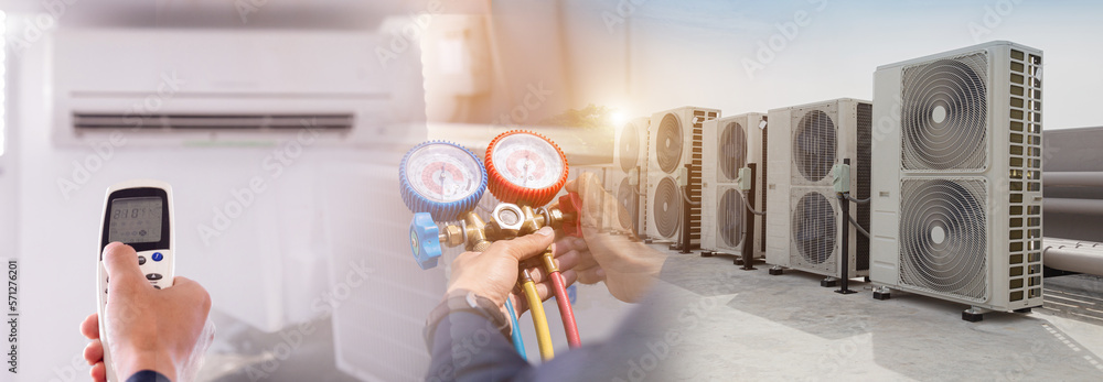 air conditioner system service , maintain . Stock Photo | Adobe Stock