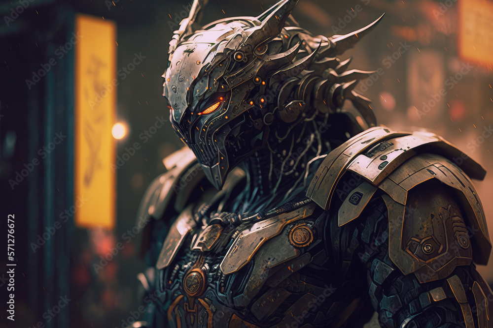 Futuristic character concept art, future ninja warrior illustration, generative ai Stock ...