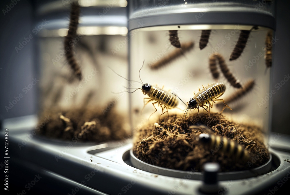 fictional insects bugs in plastic bowl. Generative AI Stock ...