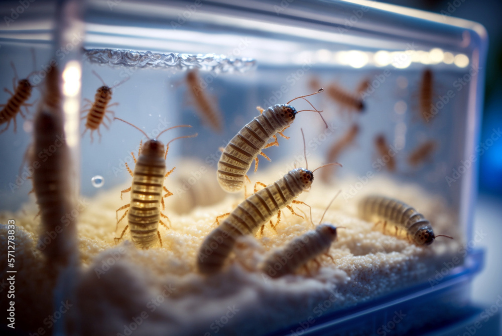 fictional insects bugs in plastic bowl. Generative AI Stock ...