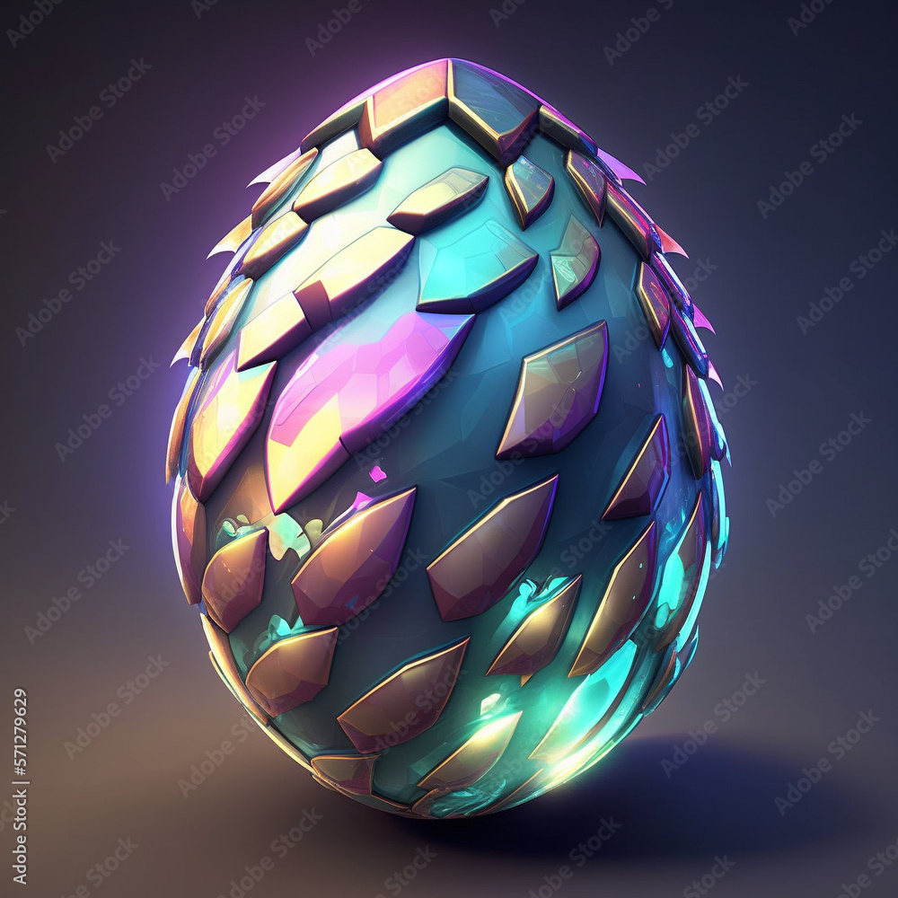 Dragon Egg For RPG Game Asset With Patterned Shell and Glow, AI ...