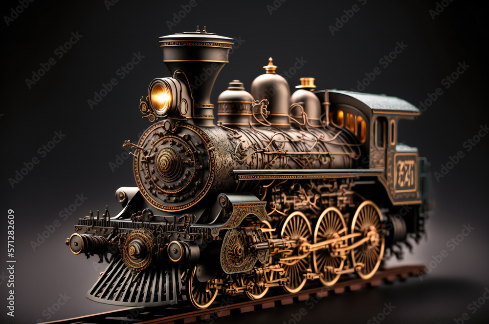 Model steam locomotive. Fictional. Created with Generative AI ...