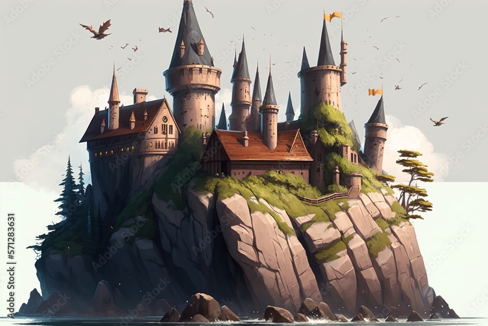 Hogwarts castle 3d Cartoon Illustration Stock Illustration | Adobe Stock