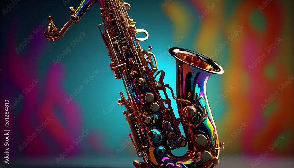 beautiful saxophone with magical splash texture for music banner ...