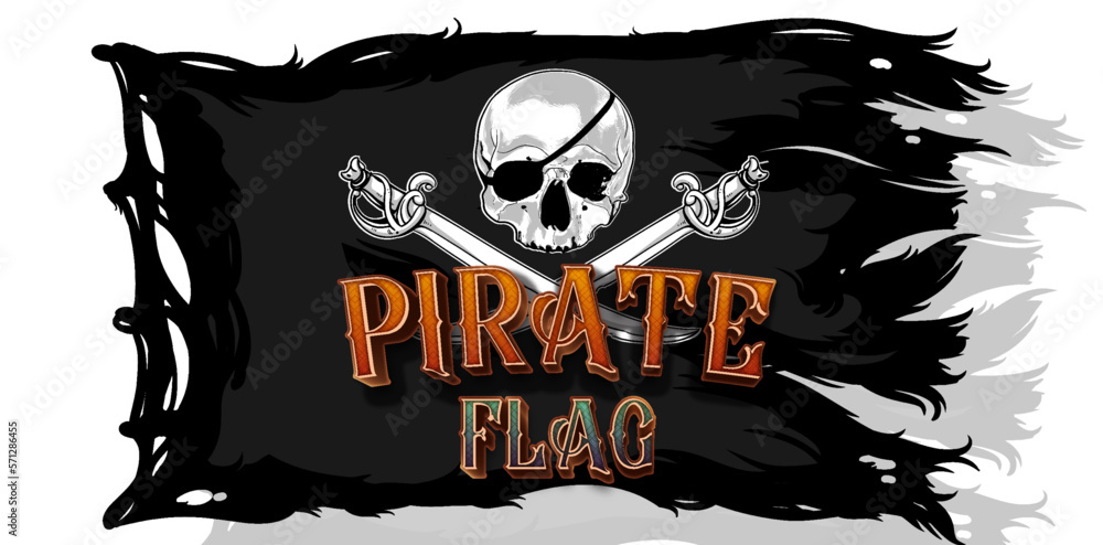 Vetor de Editable Text Effect pirate flag red yellow font on black flag ...