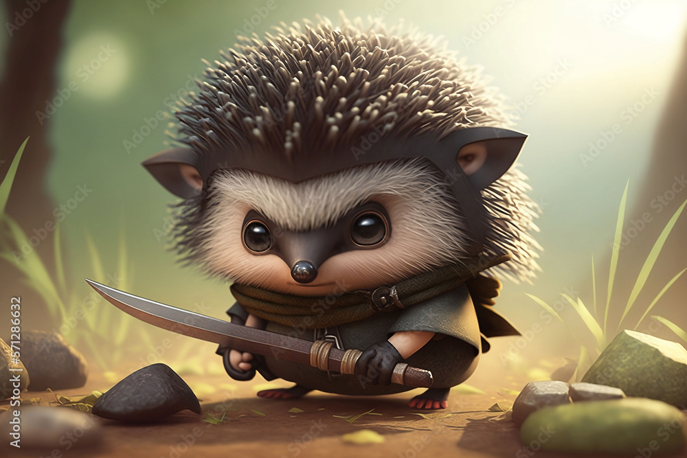 Adorable Baby Hedgehog Cartoon Illustration for Children's Fantasy ...