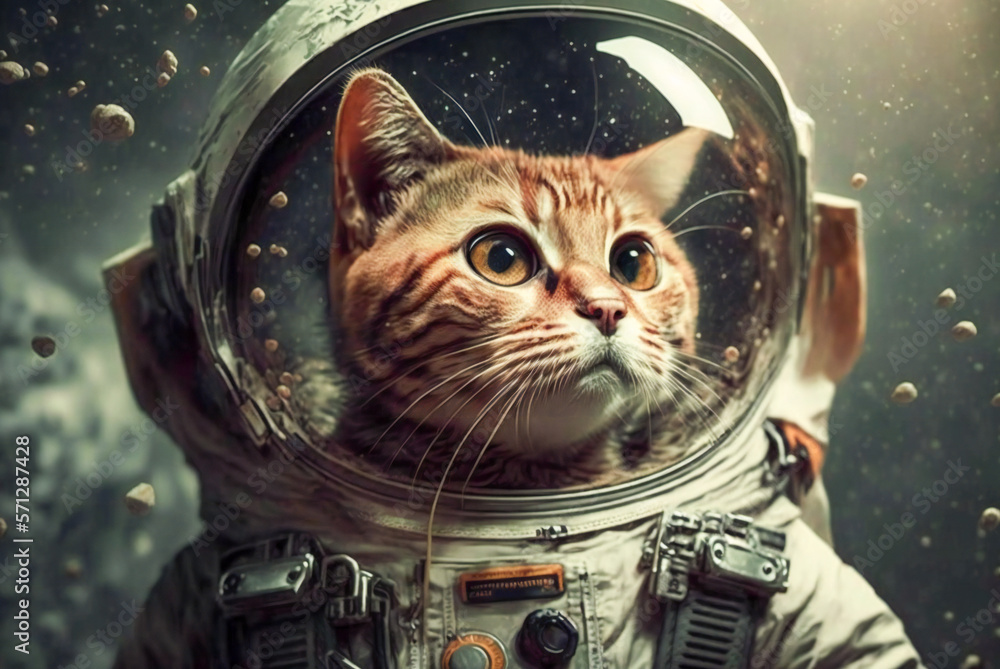 Astronaut cat. Cute cat wearing an astronaut suit. Created with ...