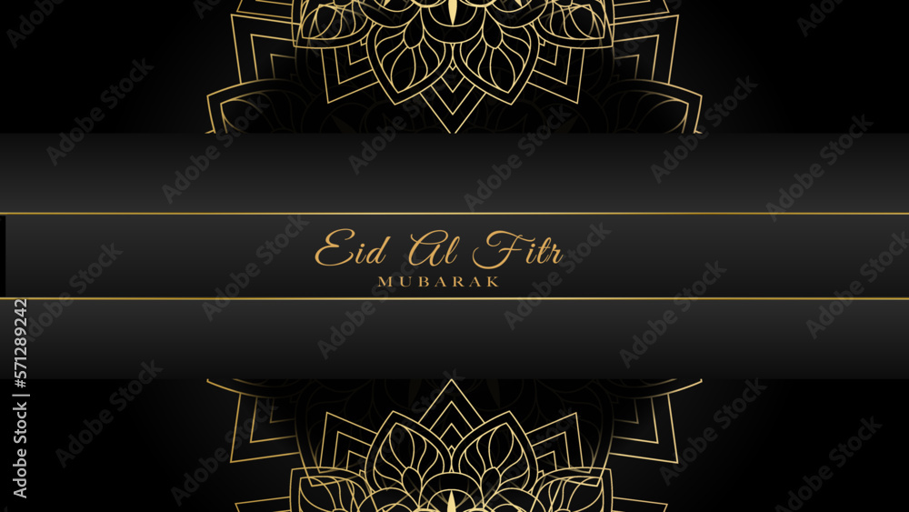 Eid Mubarak greeting background design with gold element. Stock Vector ...