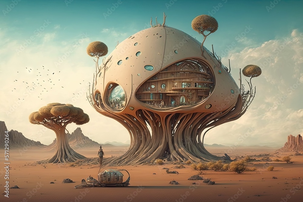 Hybrid surreal landscape with a combination of natural environments ...