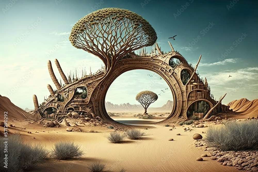 Hybrid surreal landscape with a combination of natural environments ...