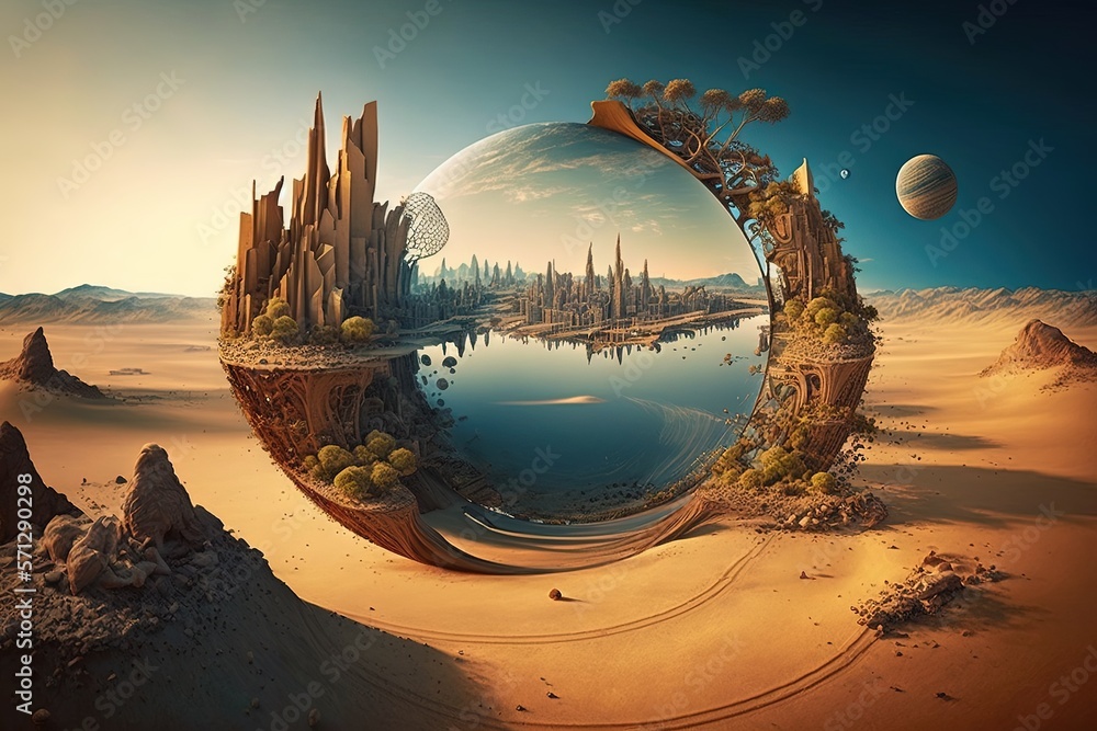 Hybrid surreal landscape with a combination of natural environments ...