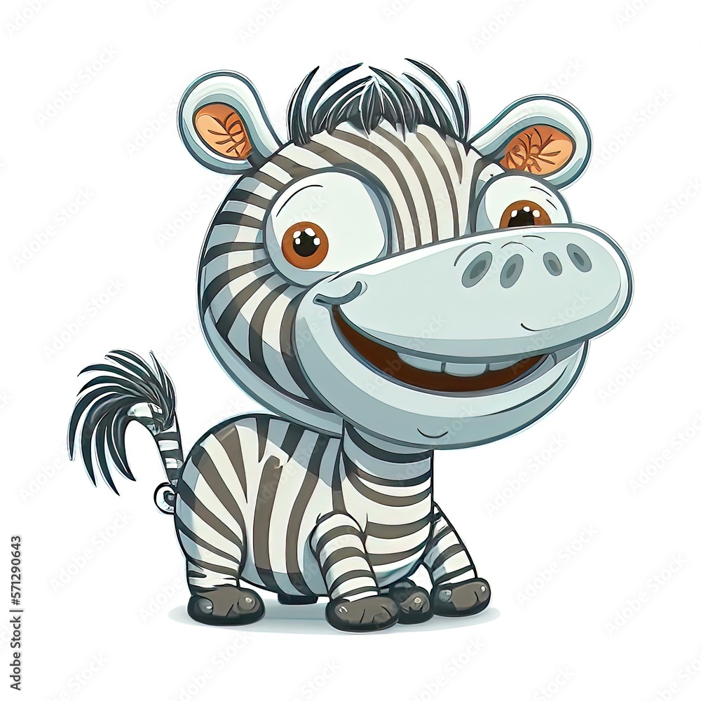 cute cartoon zebra sticker the perfect jungle mascot generative ai ...
