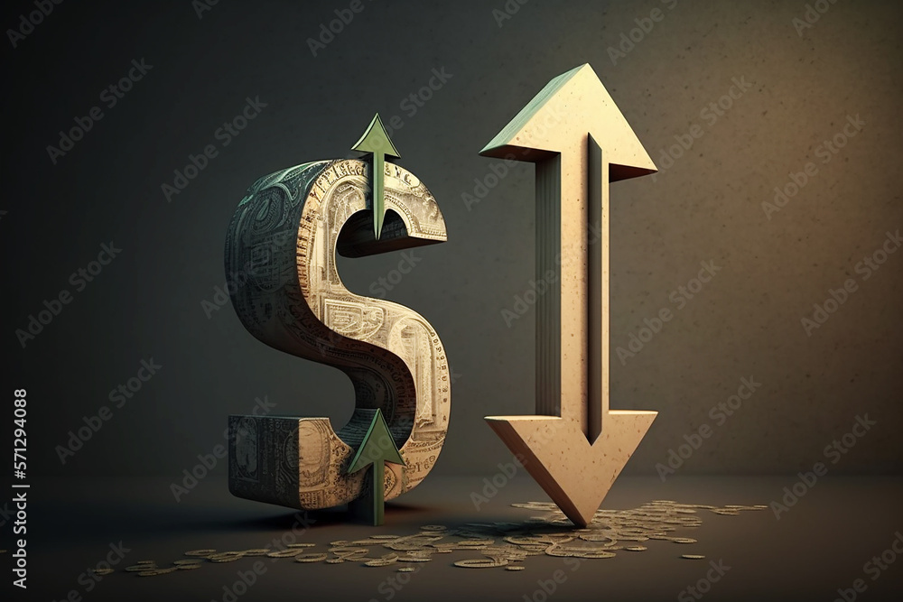 The arrow and the dollar sign symbolize the economic growth of the ...