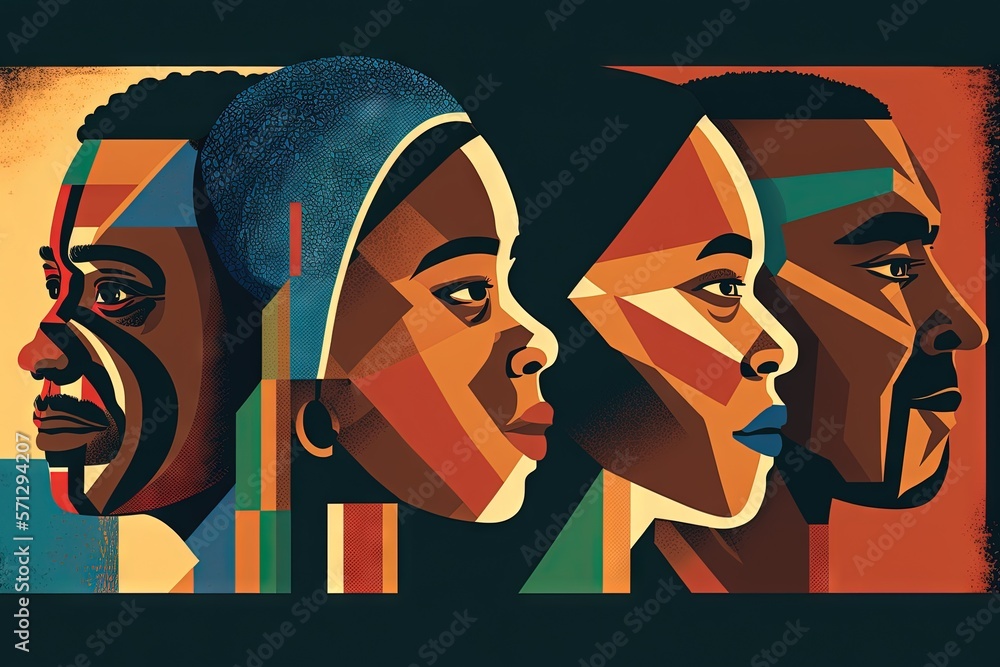 Black History Month concept picture: American colored people of African ...