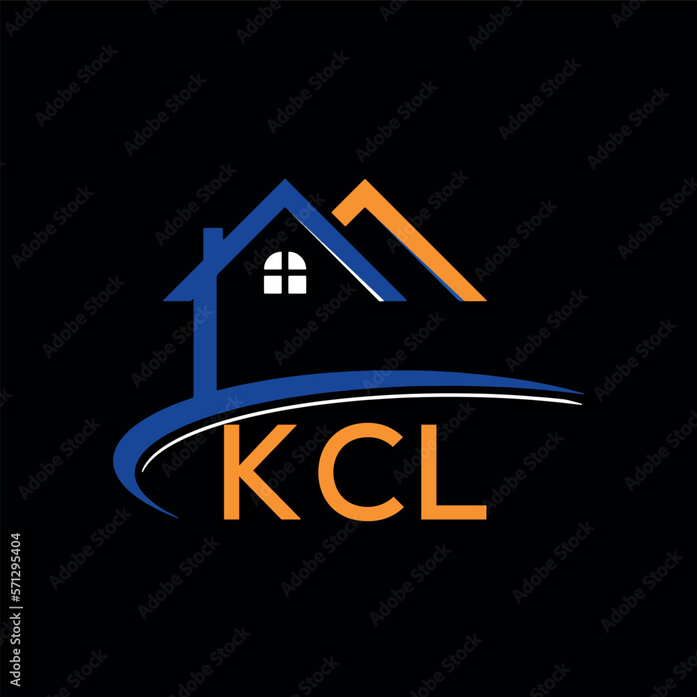 Vetor de KCL house logo, letter logo. KCL blue image on black ...