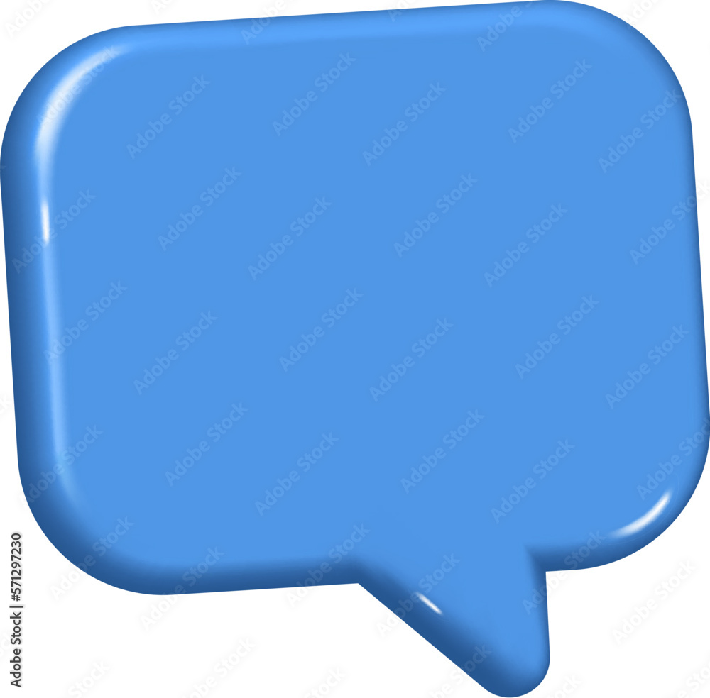 3d illustration of blue realistic speech bubble icon. Mesh vector ...