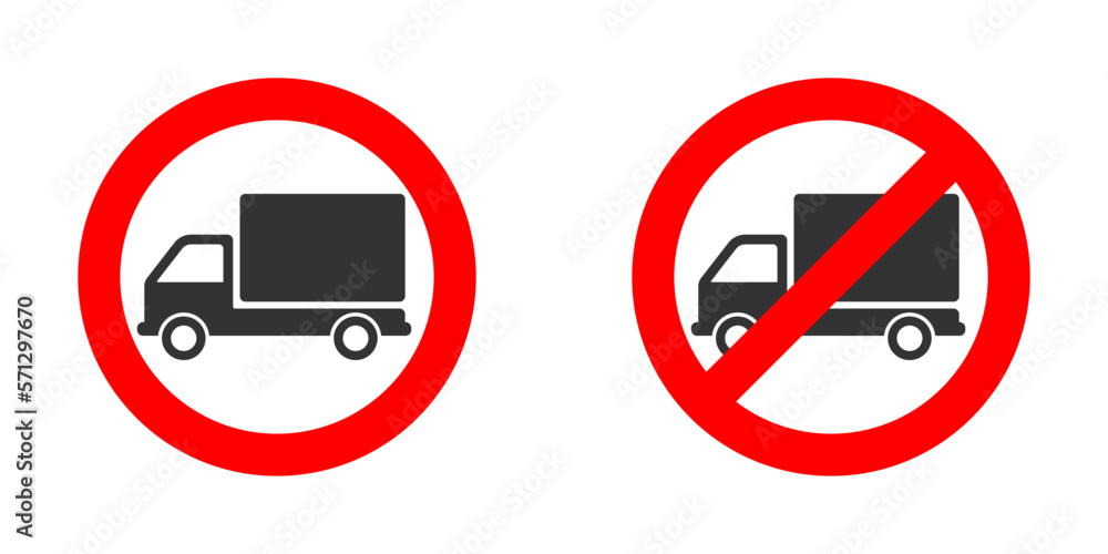 No truck sign. No lorry parking. Truck prohibition icon. Vector ...