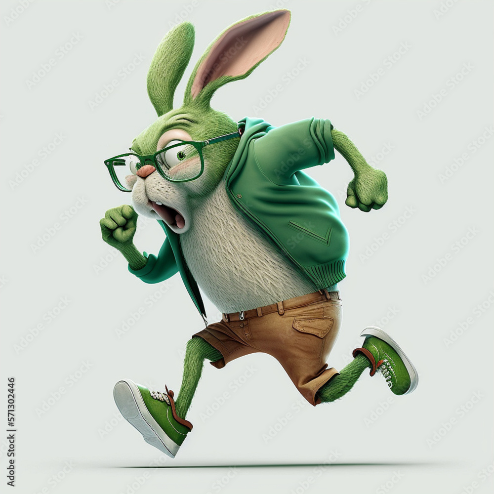 running cartoon hare created with Generative AI technology Stock ...