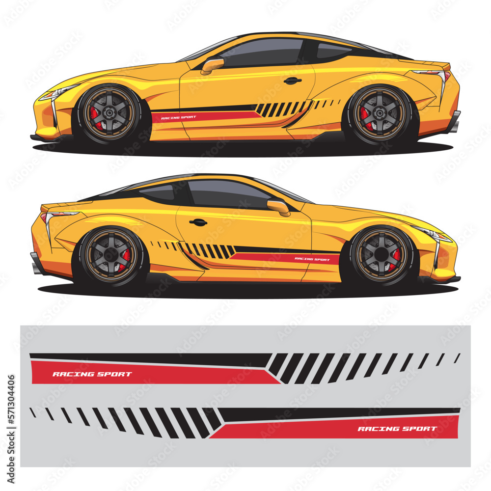 Racing Car Wrap Design Vector For Race Car Graphic Abstract Stripe Racing Background Kit