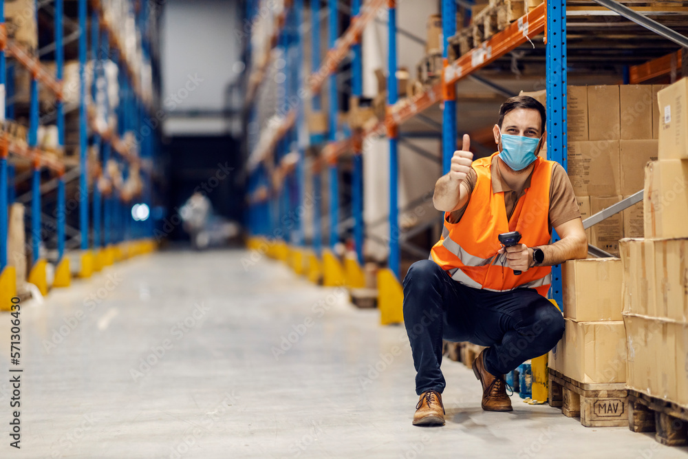 An import and export firm supervisor is loading bar codes and qr codes ...