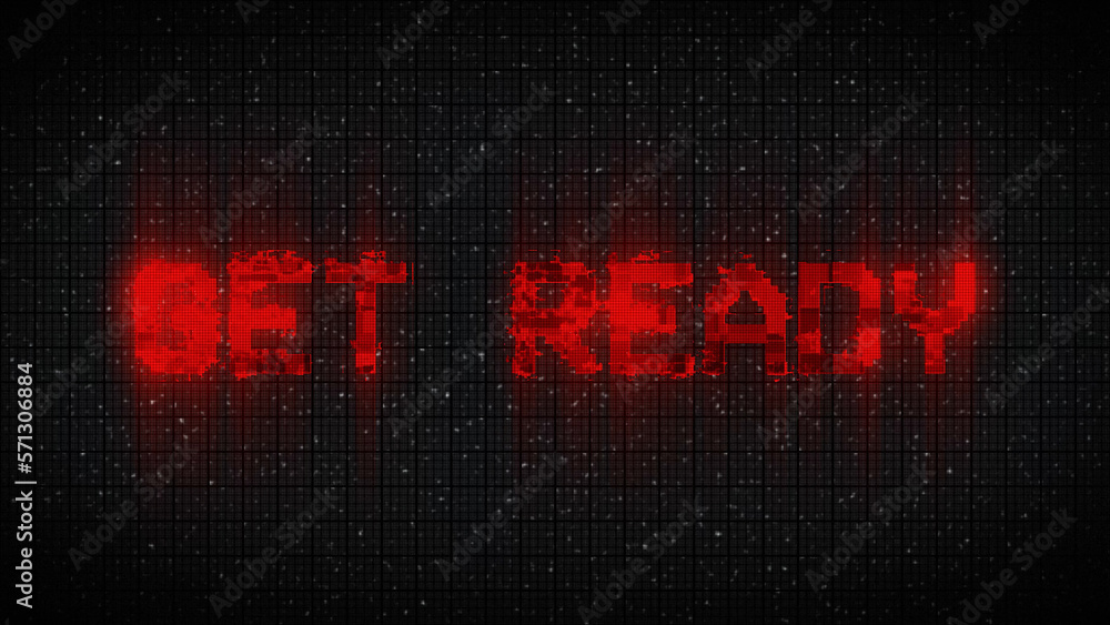 GET READY text with glitch background concept for video games screen ...