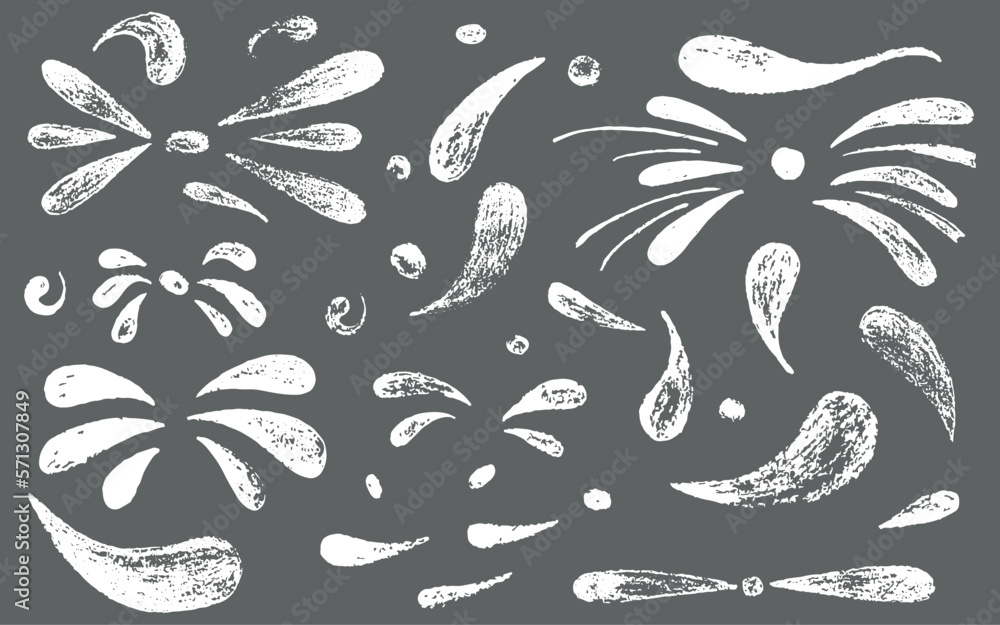 Hand draw brush quotes, commas, ornament, marks, splash and flourish ...