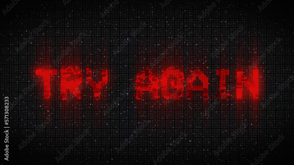 Try again pixel art with retro glitch and tv interference Stock ...