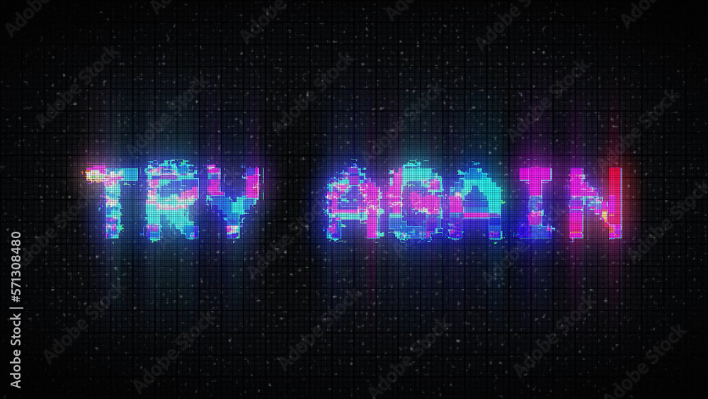 Try again pixel art with retro glitch and tv interference Stock ...