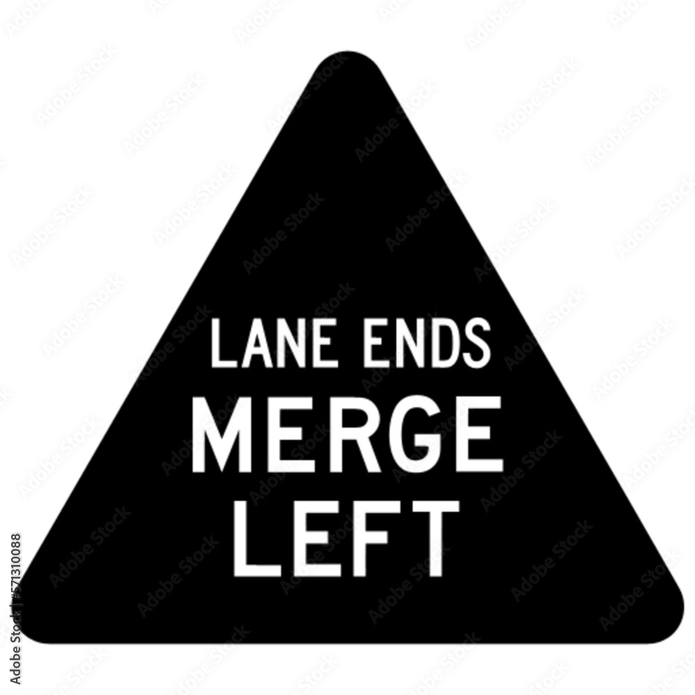 lane ends merge left sign vector, icon, symbol, logo, clipart, isolated ...