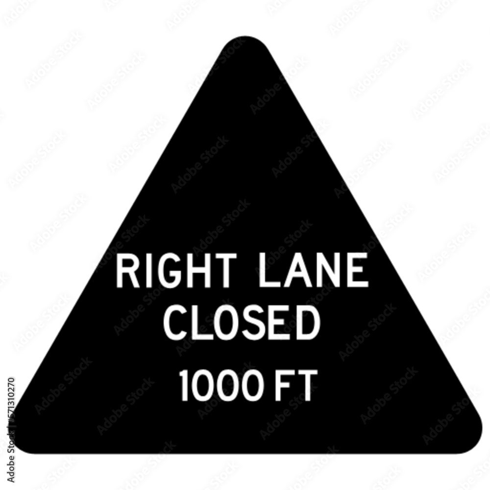 right lane closed sign vector, icon, symbol, logo, clipart, isolated ...