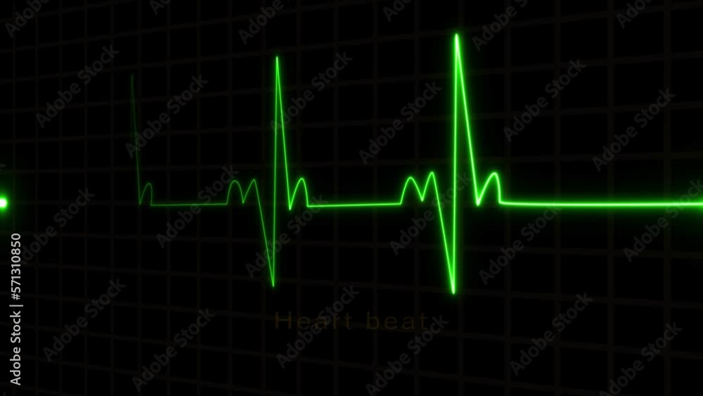 abstract beautiful green neon line heart beat line animation .4k neon ...