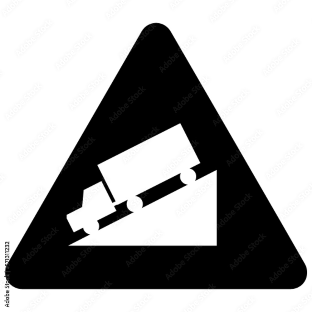 steep hill downwards sign vector, icon, symbol, logo, clipart, isolated ...