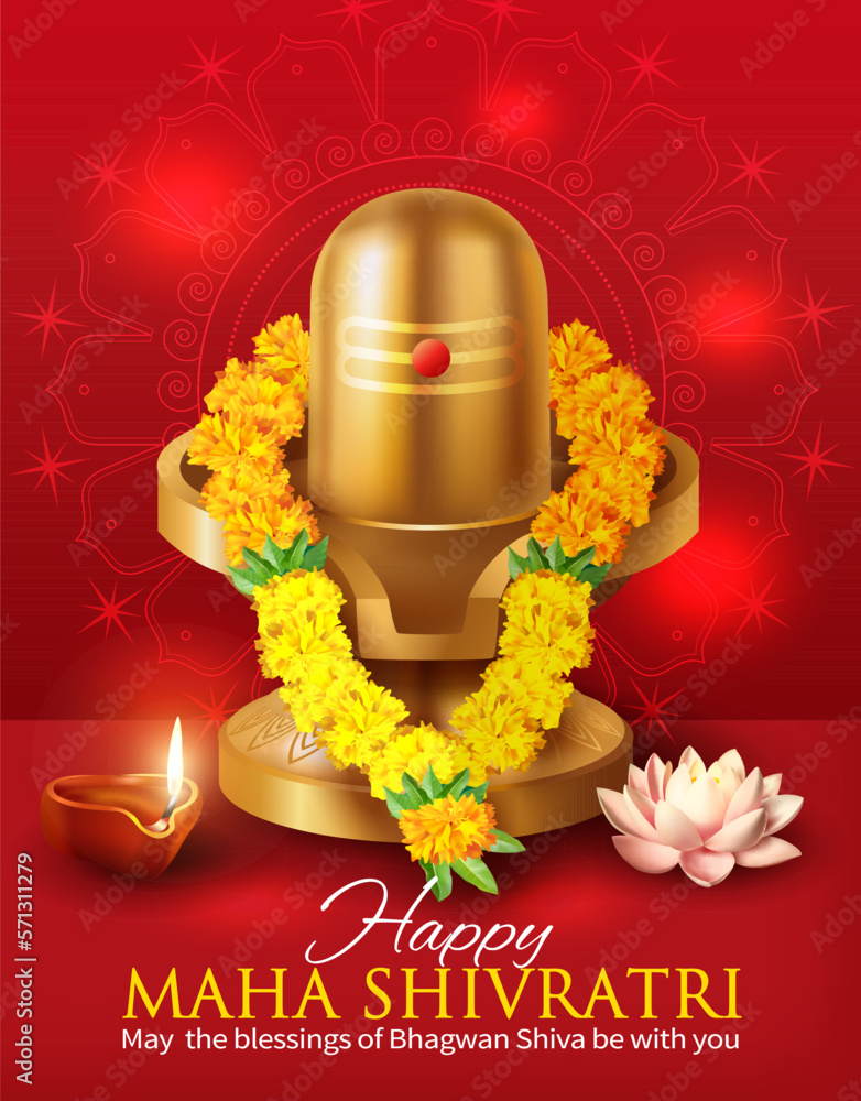 Greeting poster for Maha Shivratri, a Hindu festival celebrated of Lord ...