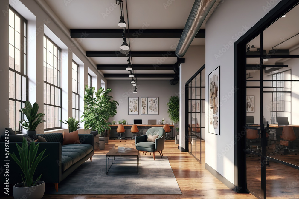 Unoccupied Modern Loft Interior modern office footage with open offices ...