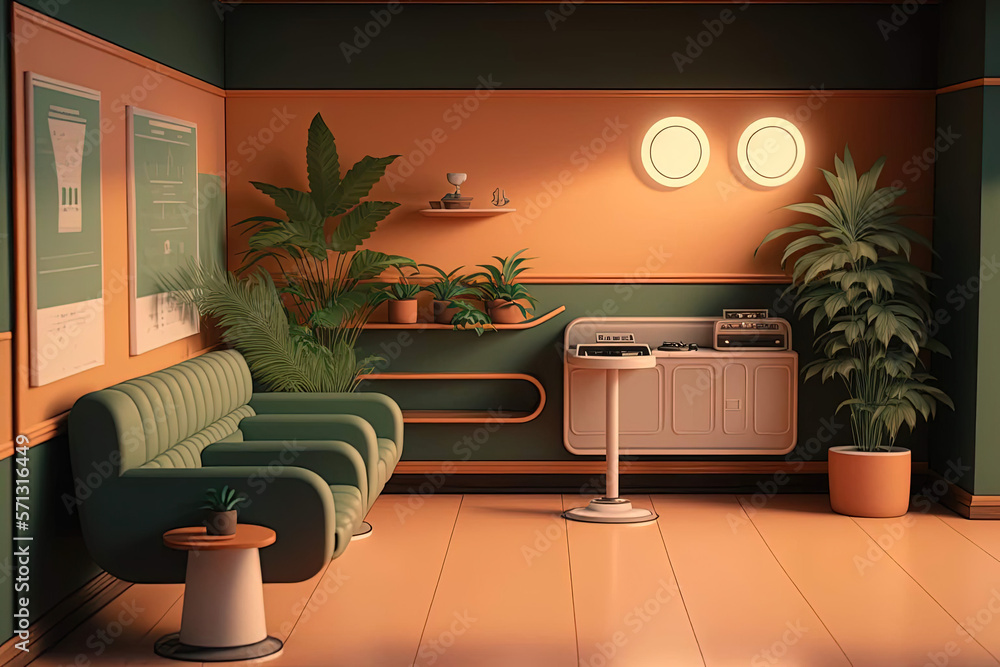 Mid Century Modern Weed Head Shop Interior Design - AI Generated ...