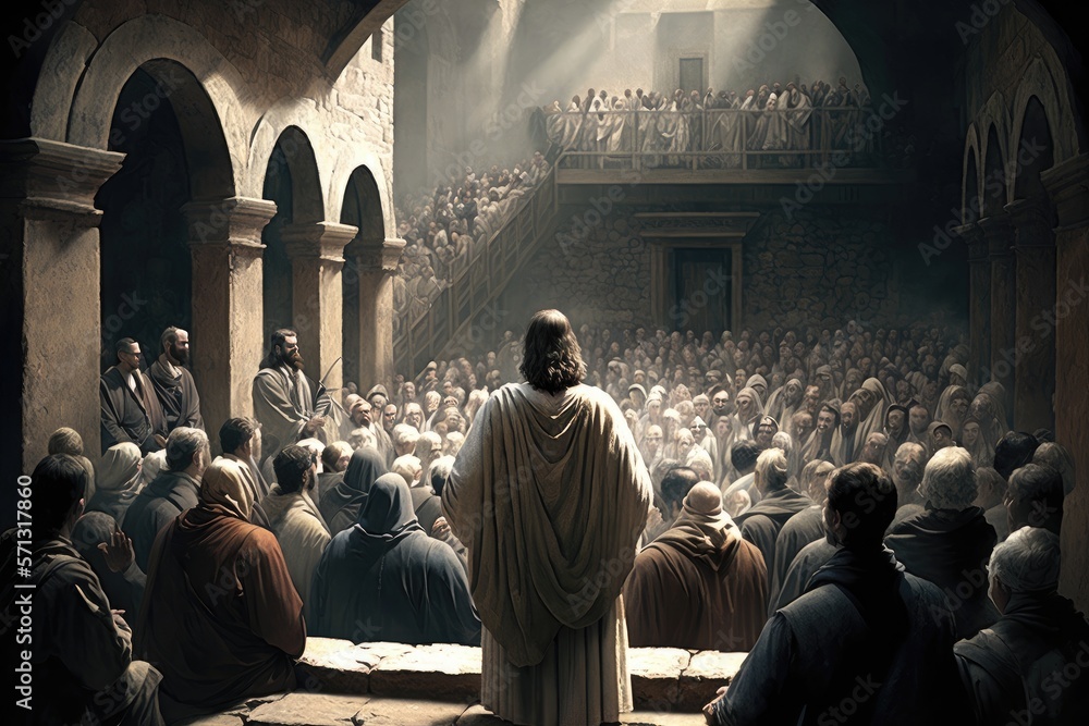 Jesus Christ Guiding His Disciples A Back View Visualization Generative ...