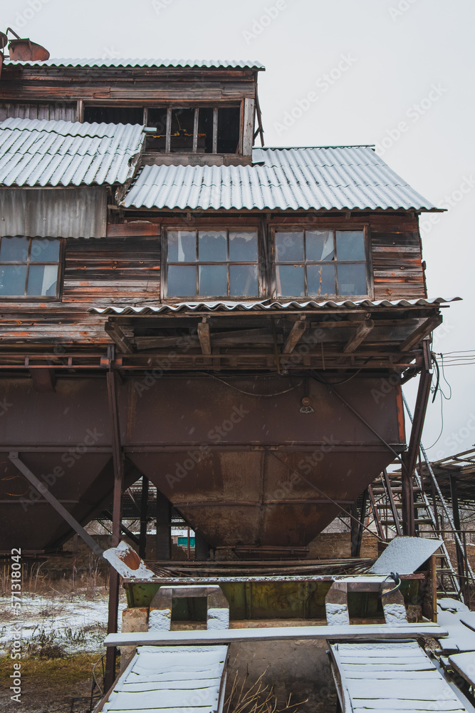 Grain elevator.Old retro grain elevator.Ancient interesting building ...